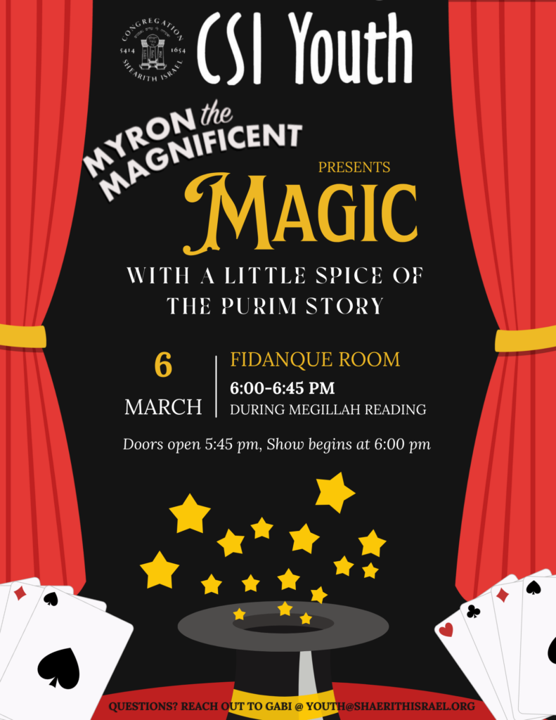 CSI Youth Purim Magic Show | Congregation Shearith Israel - Manhattan ...