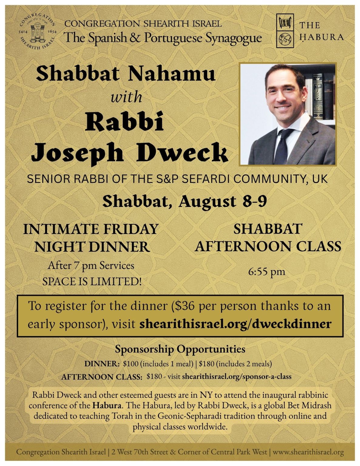 Shabbat Nahamu with Rabbi Joseph Dweck | Congregation Shearith Israel ...